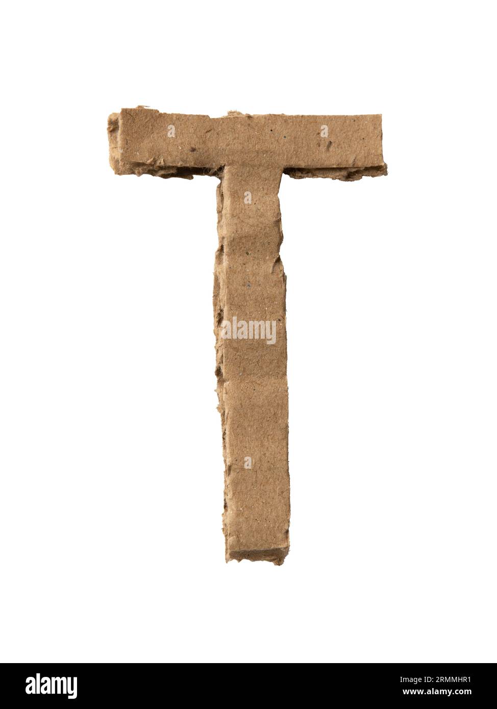 T alphabet cut out of cardboard paper on white background with clipping ...