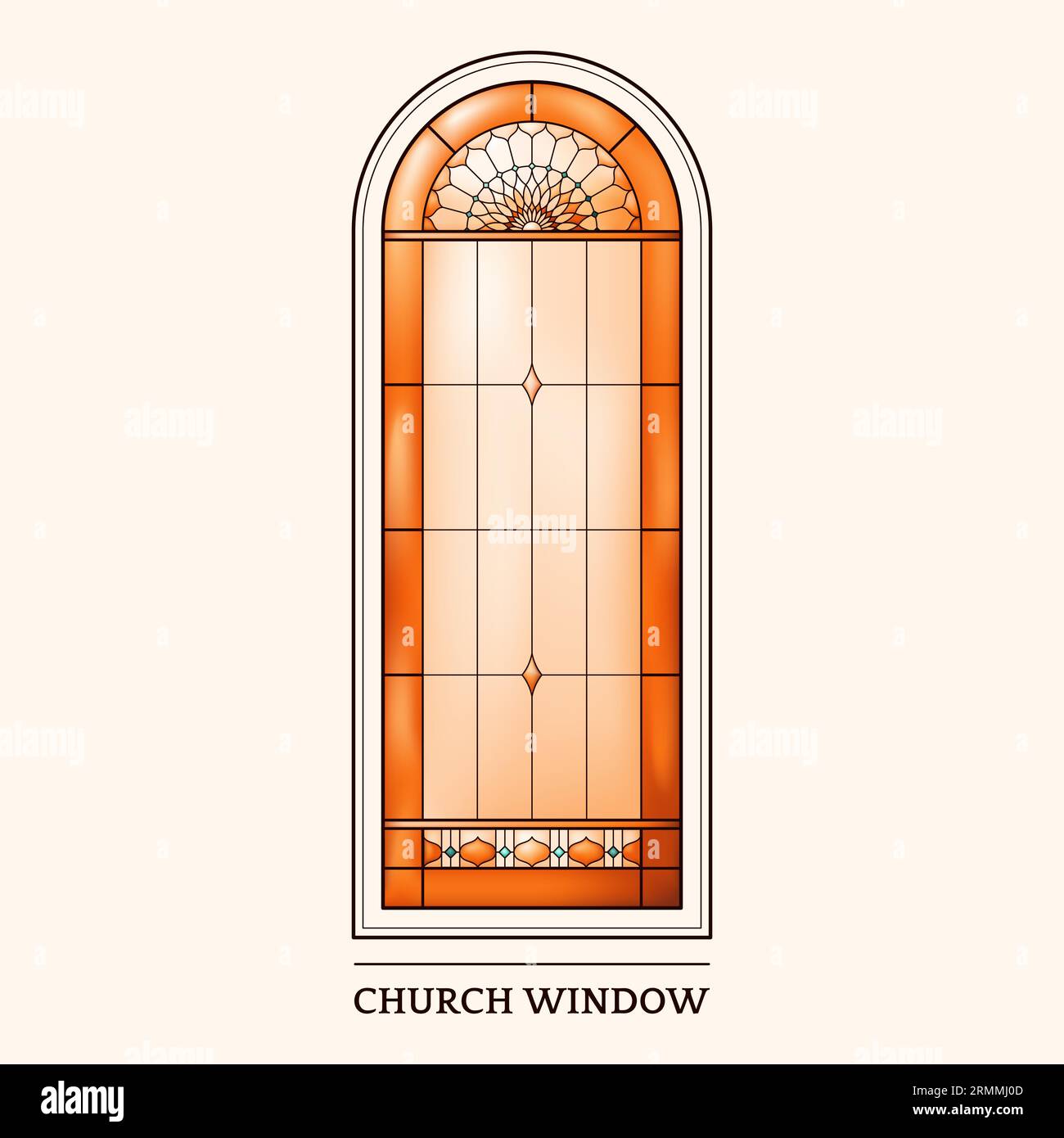 Stained Church glass window. Mesh gradient in warm colors Stock Vector ...
