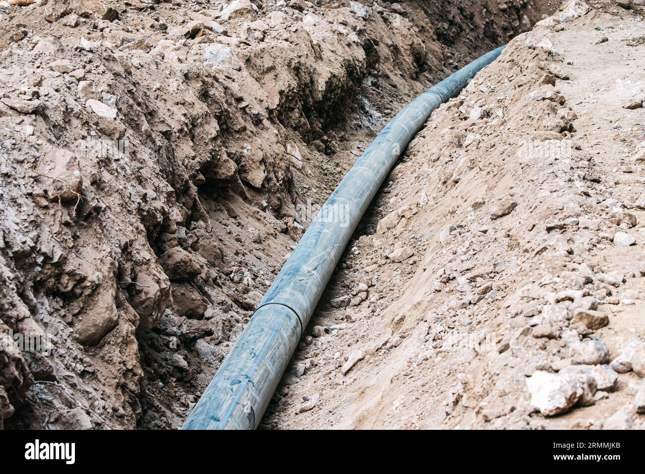construction, where plastic pipes and tubes create an underground ...