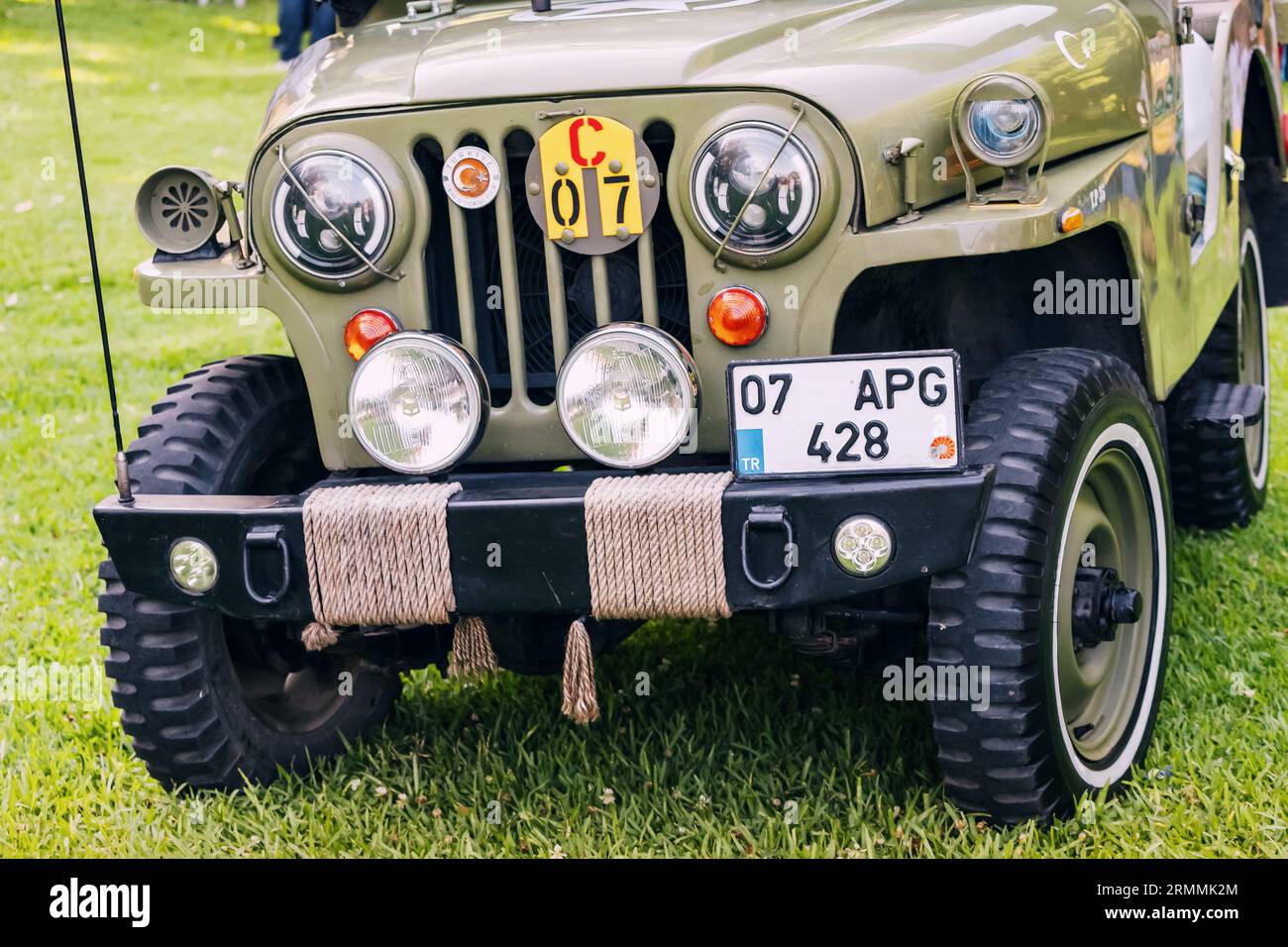 01 July 2023, Antalya, Turkey: Vintage Turkish army jeep: An old ...