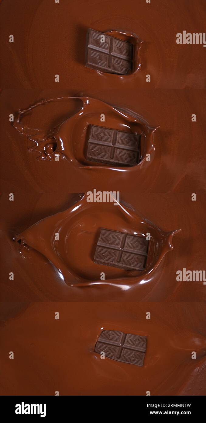 Black Chocolate tablet falling into Milk Chocolate Stock Photo - Alamy