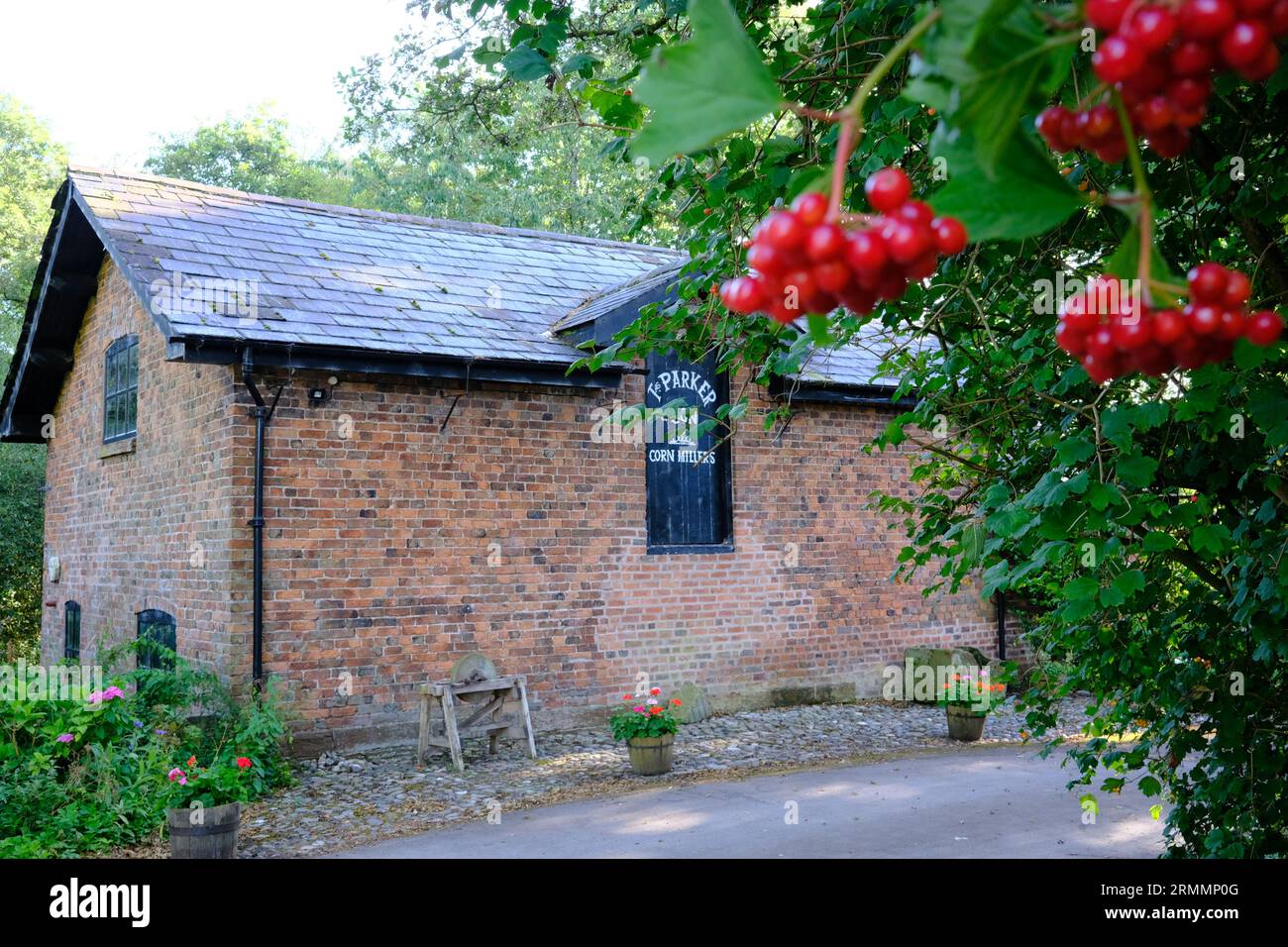 English village Water Mill and mill pond fed by a brook from open ...