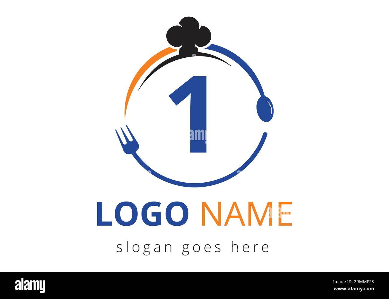 Letter 1 Logo With Chef Hat, Spoon And Fork For Restaurant Logo. Modern ...