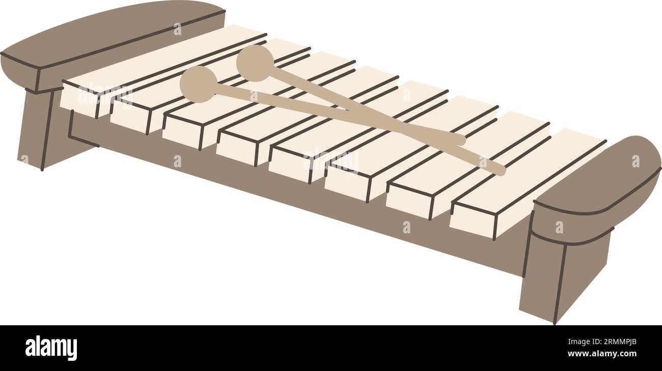 Wooden xylophone. Musical instruments silhouette. Vector illustration ...
