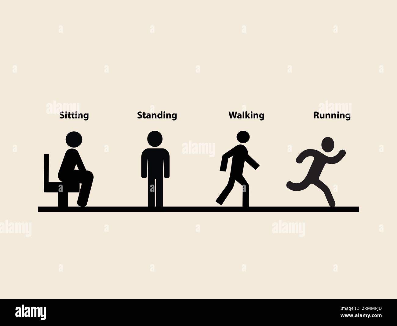 Silhouettes of a man sitting, standing, walking and running Stock ...