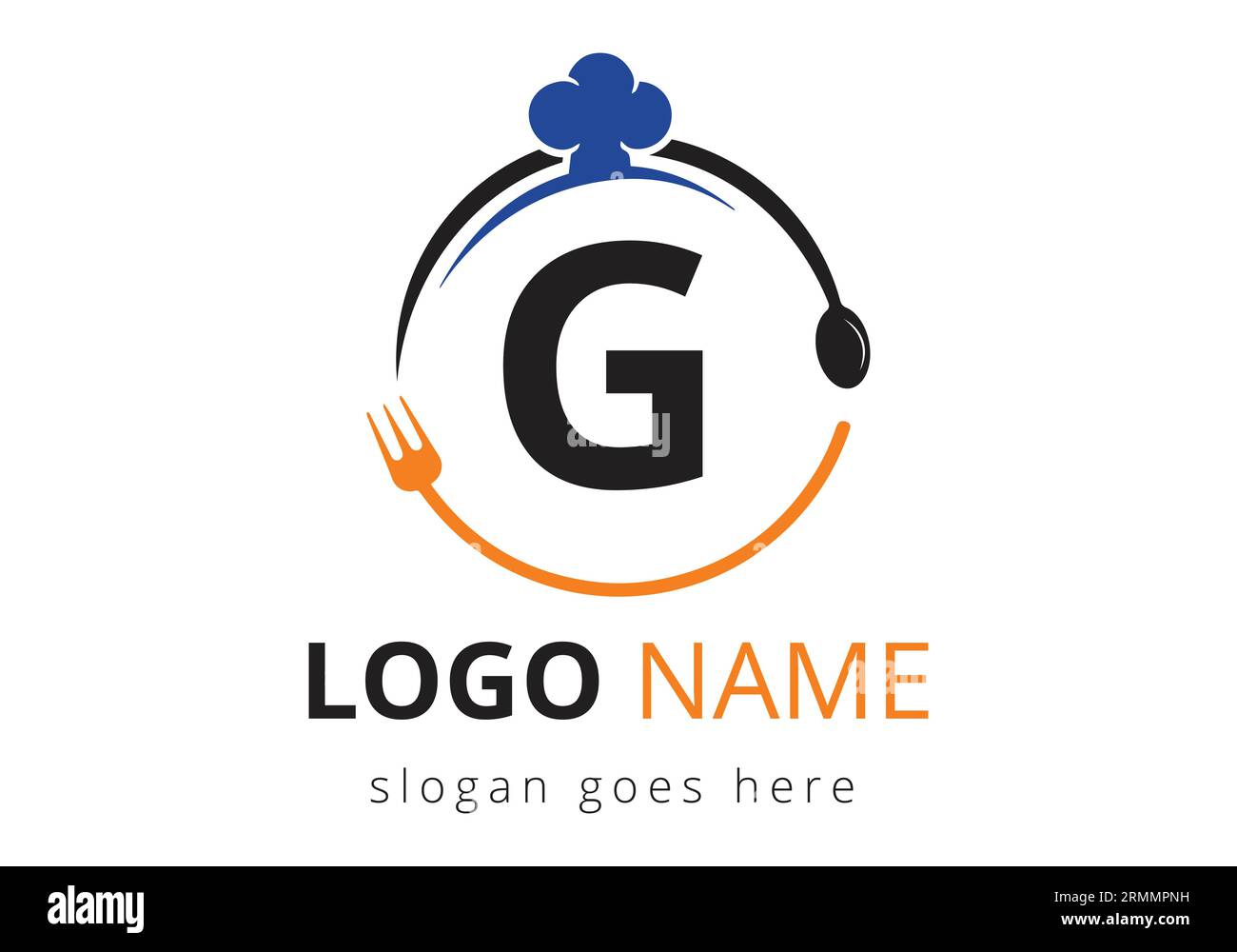 Letter G Logo With Chef Hat, Spoon And Fork For Restaurant Logo. Modern ...