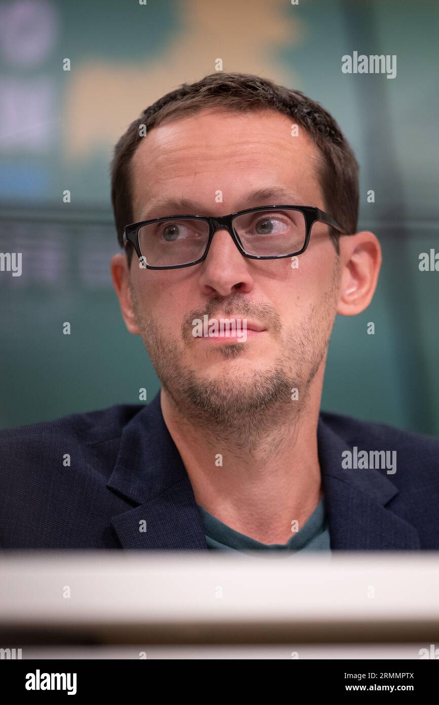 29 August 2023, Brandenburg, Potsdam: Benjamin Raschke, leader of the ...