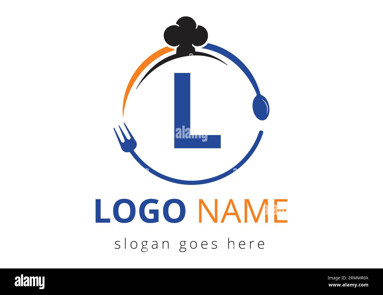 Letter L Logo With Chef Hat, Spoon And Fork For Restaurant Logo. Modern ...