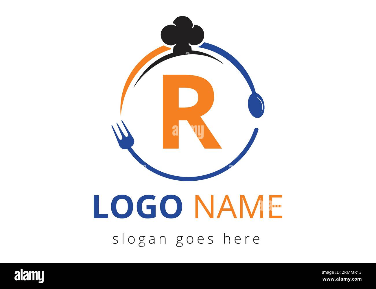 Letter R Logo With Chef Hat, Spoon And Fork For Restaurant Logo. Modern ...