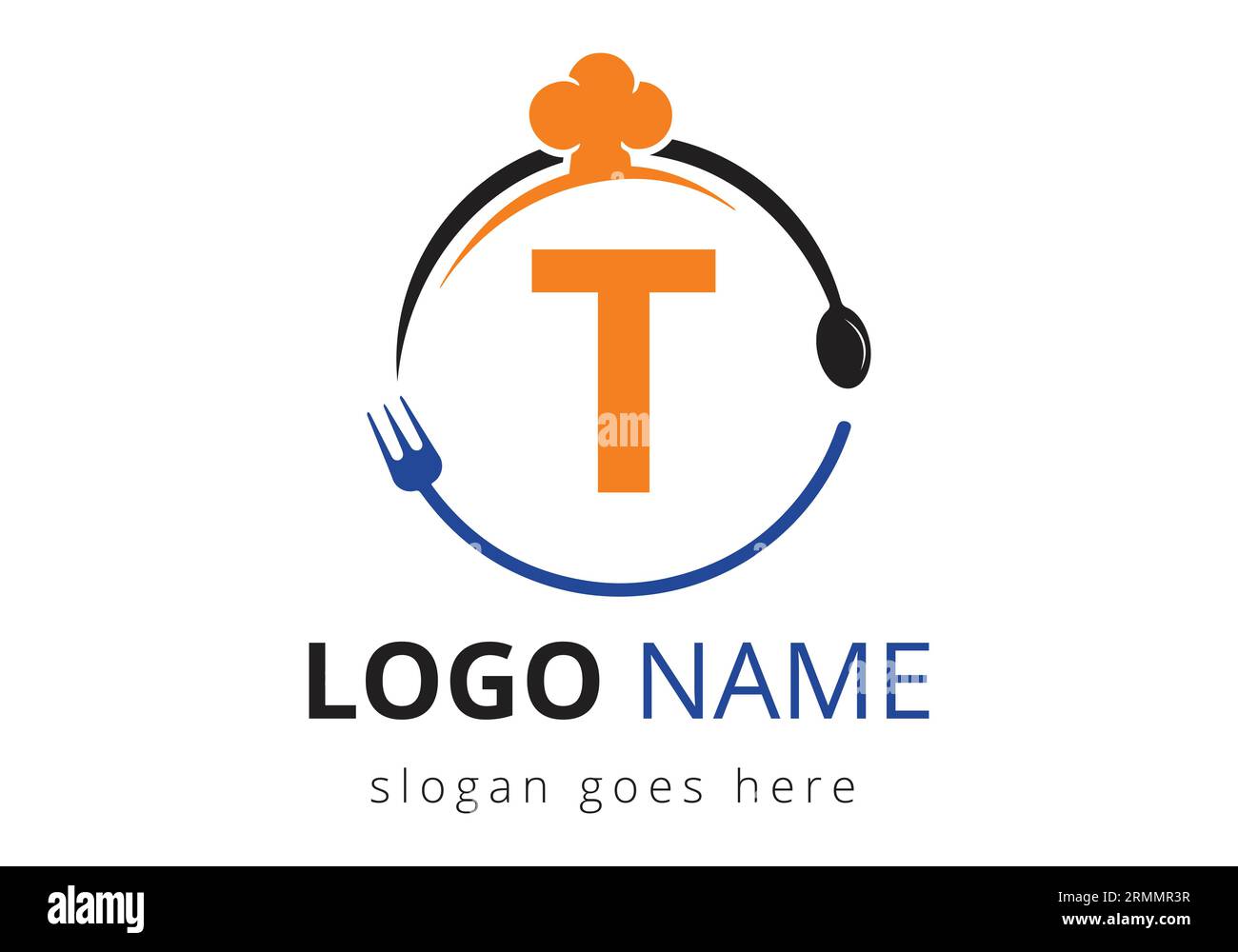 Letter T Logo With Chef Hat, Spoon And Fork For Restaurant Logo. Modern ...