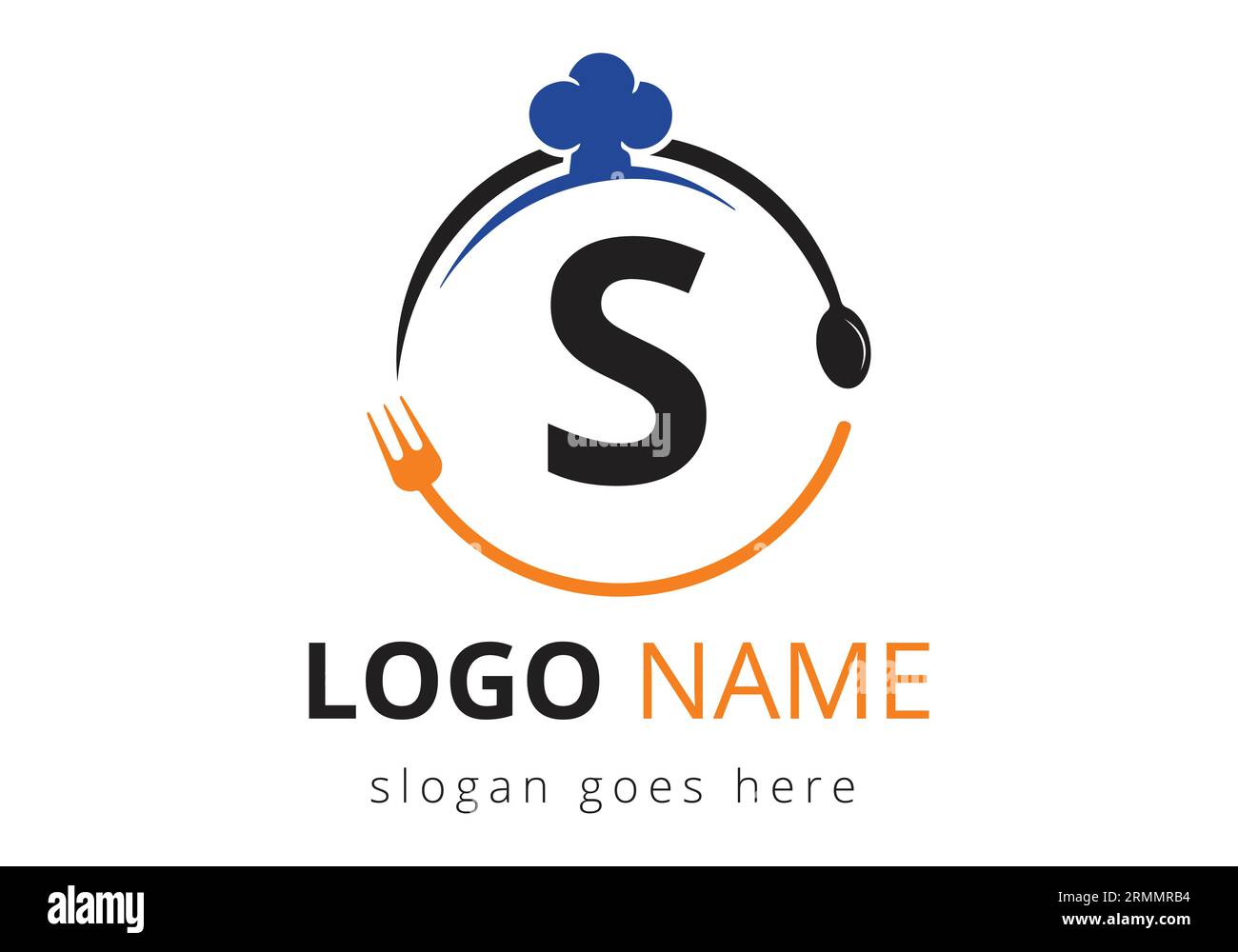 Letter S Logo With Chef Hat, Spoon And Fork For Restaurant Logo. Modern ...