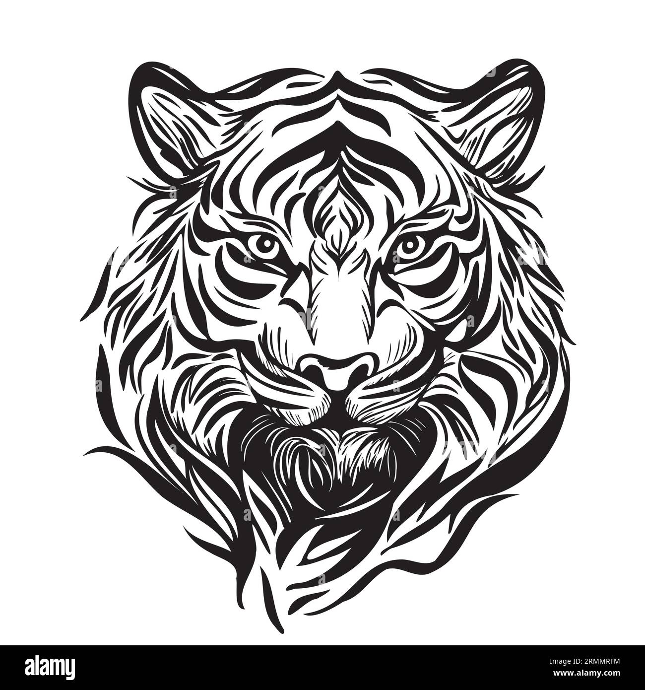 Face of cartoon tiger hand drawn sketch Vector Stock Vector Image & Art ...