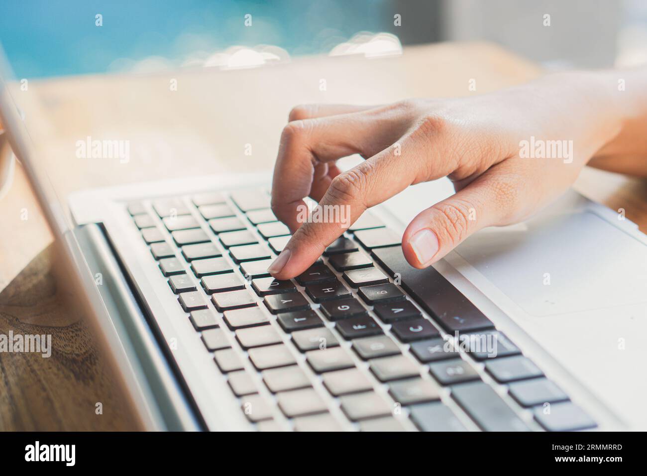 young women busy working on his laptop. work and study concept. work ...