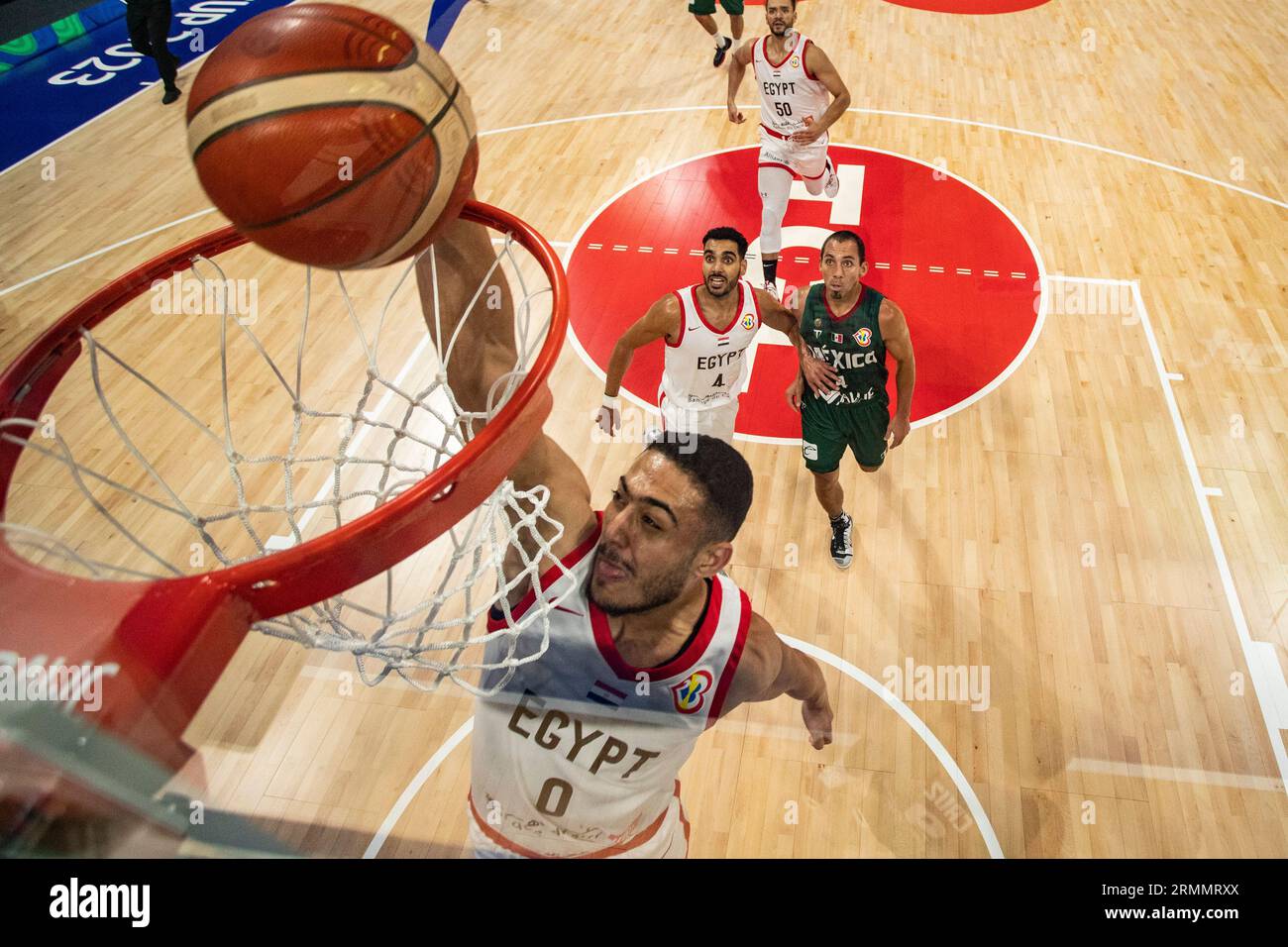 Amr Zahran (0) of Egypt goes for a dunk during the Basketball World Cup ...
