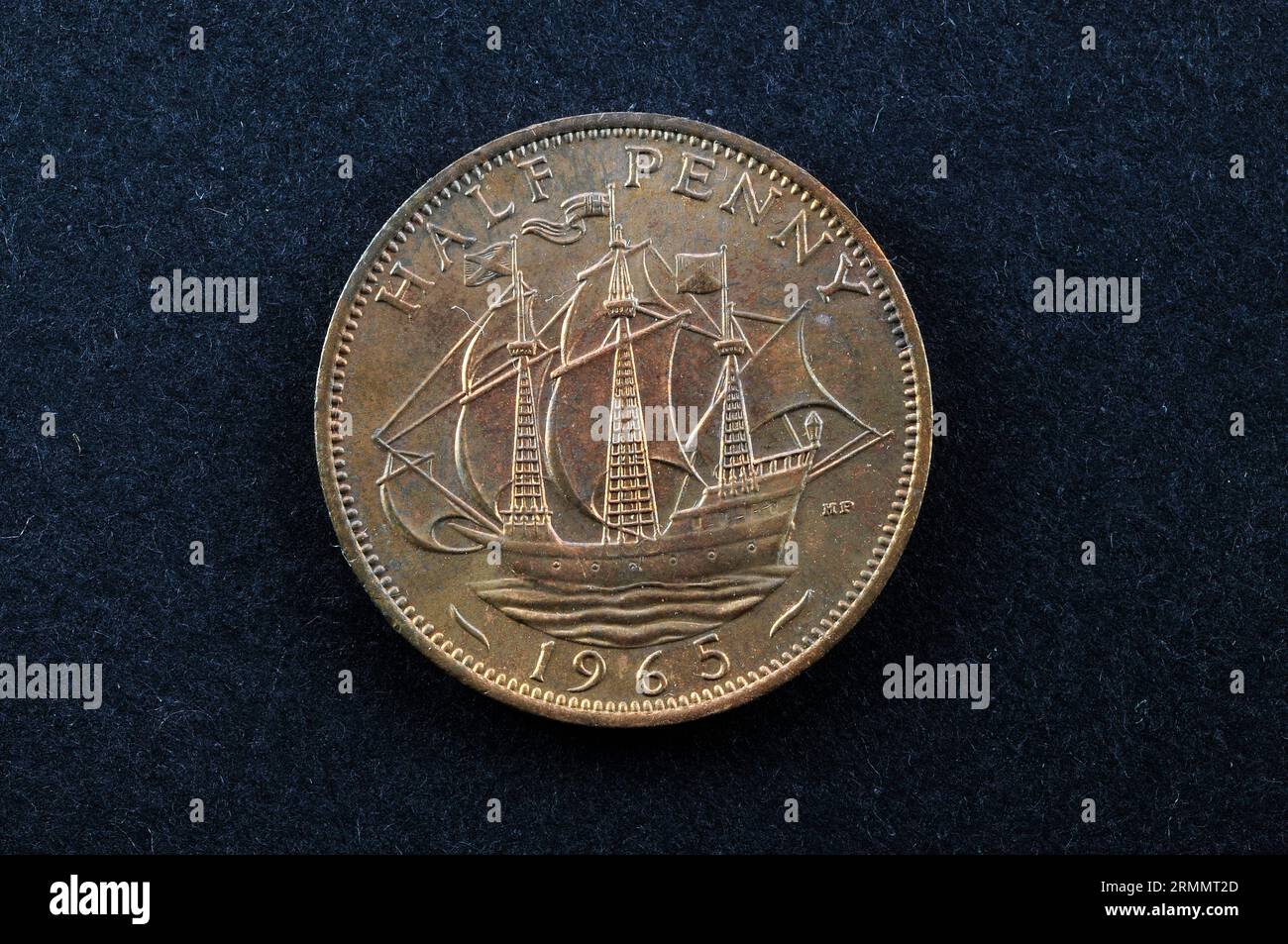 Half penny coin of pre-decimal currency, pounds, shillings and pence ...