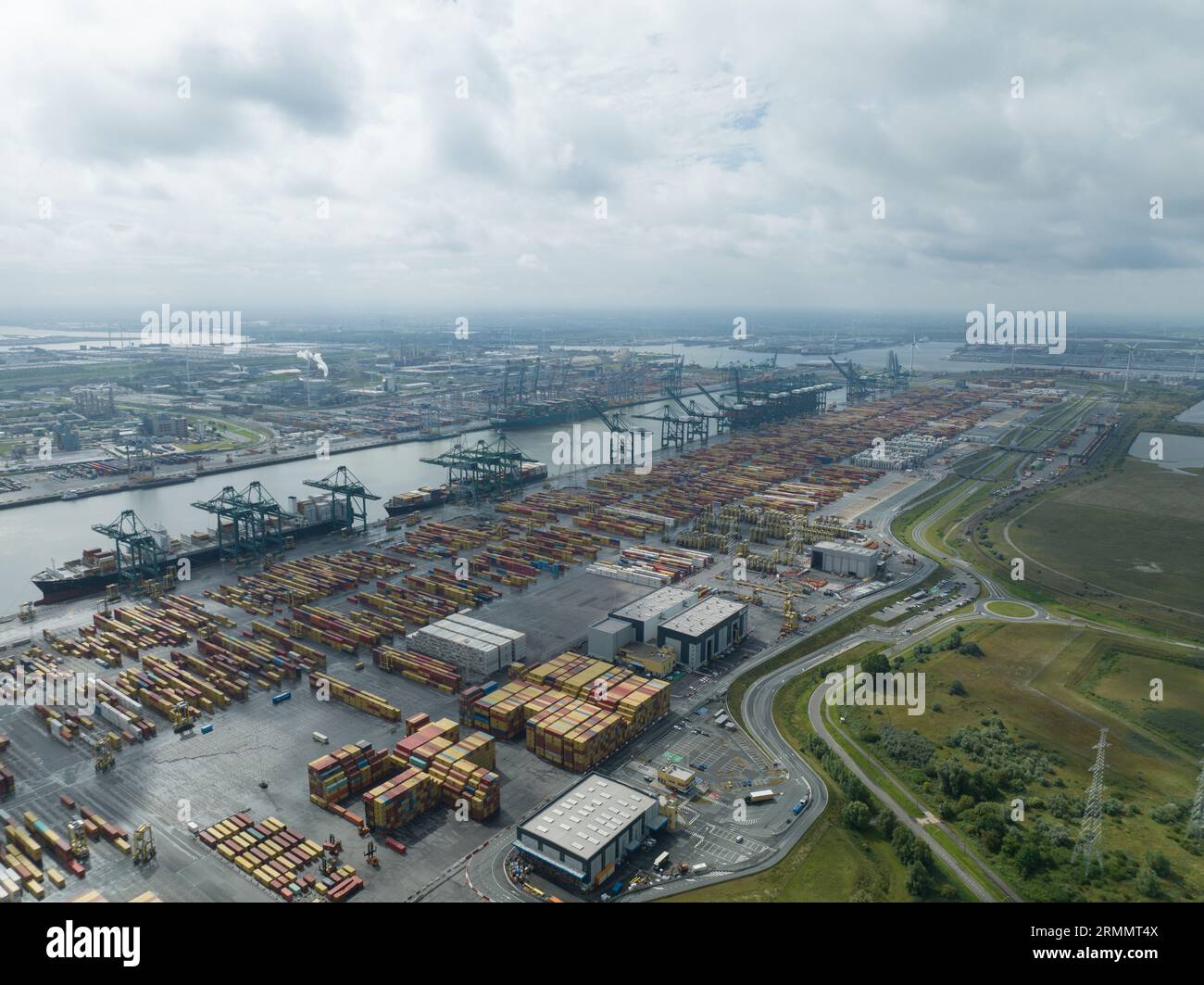 Antwerpen, 12th of August, 2023, Belgium. Top down view of the ...