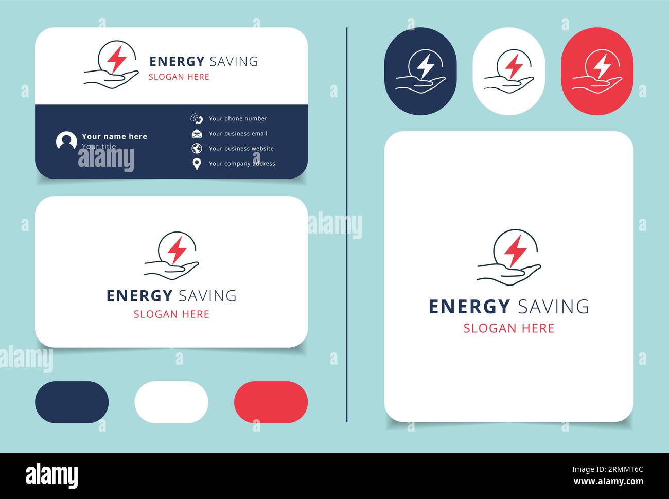 Energy saving logo design with editable slogan. Branding book and ...