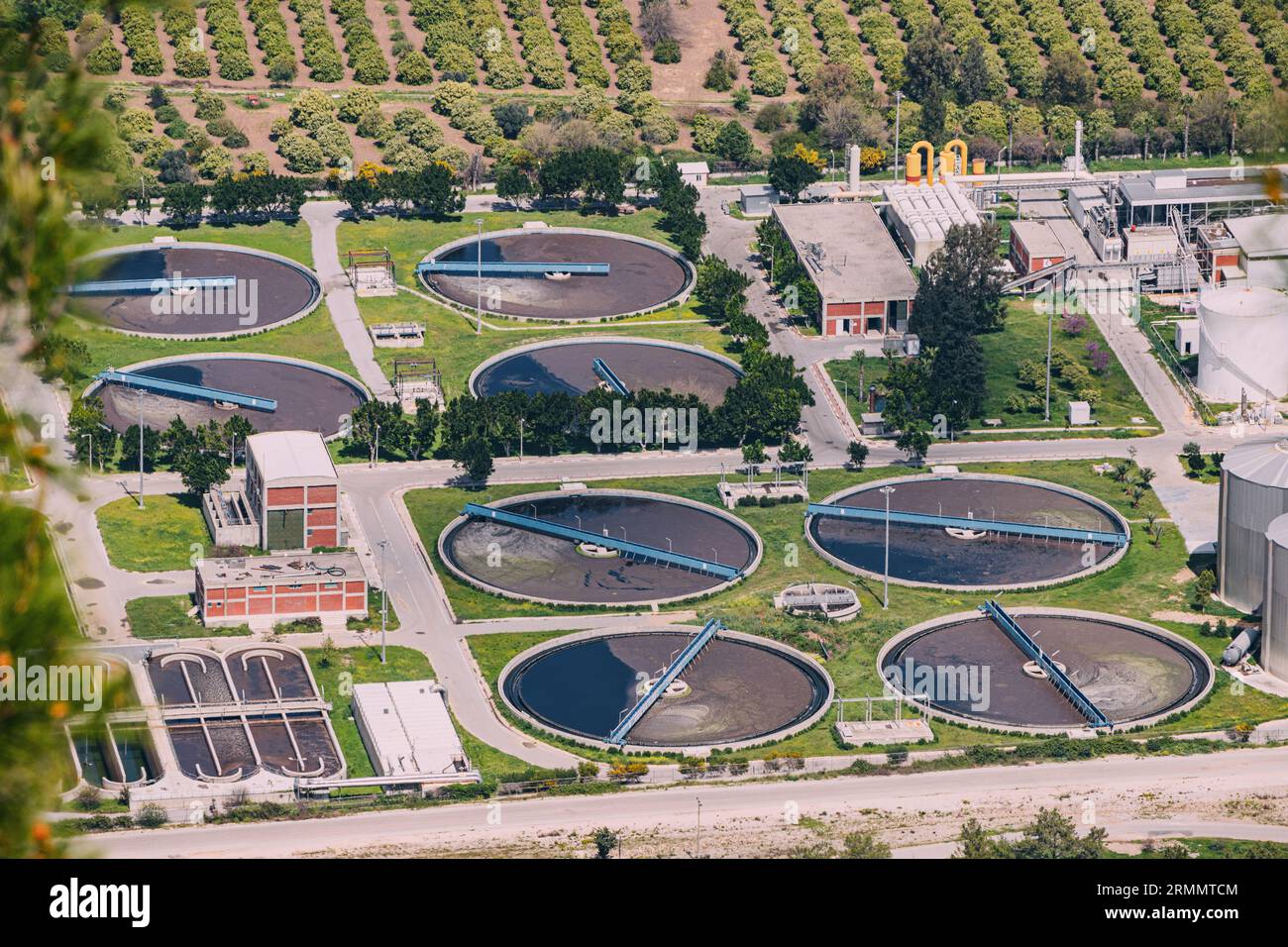 Ecological Progress: An aerial view of an industrial sewage treatment ...