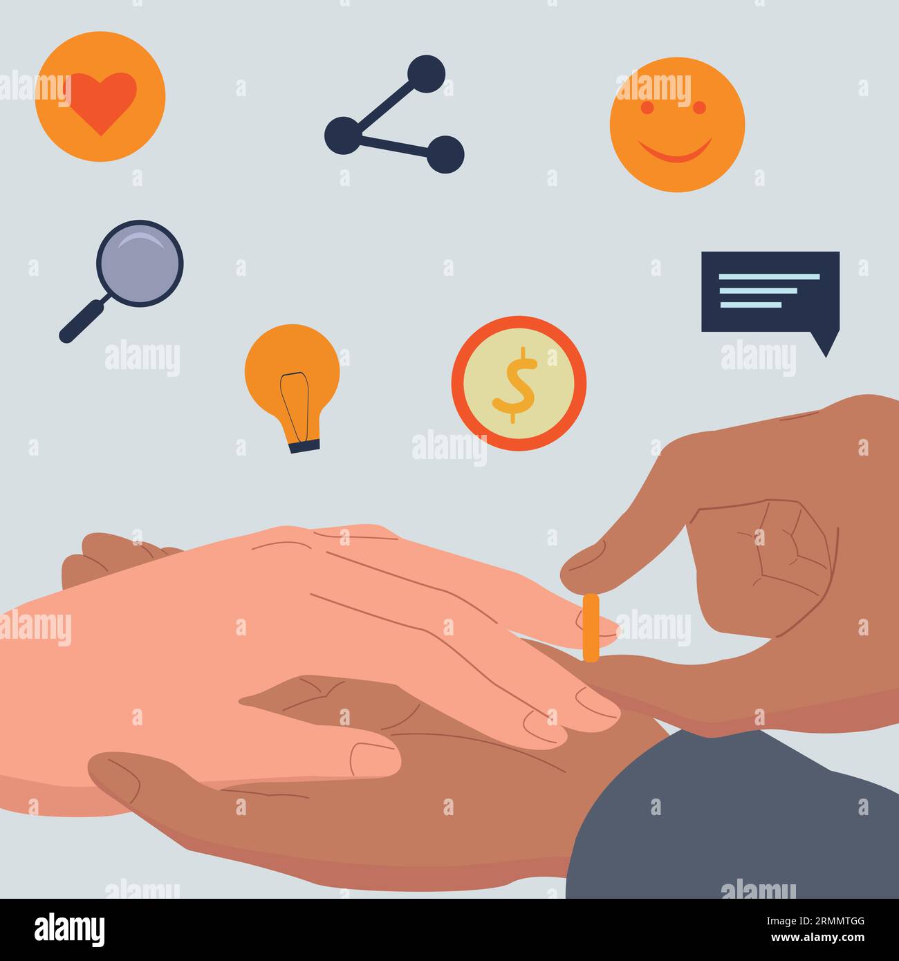 Marriage proposal, wedding ring, two hands, newlyweds, love Stock ...