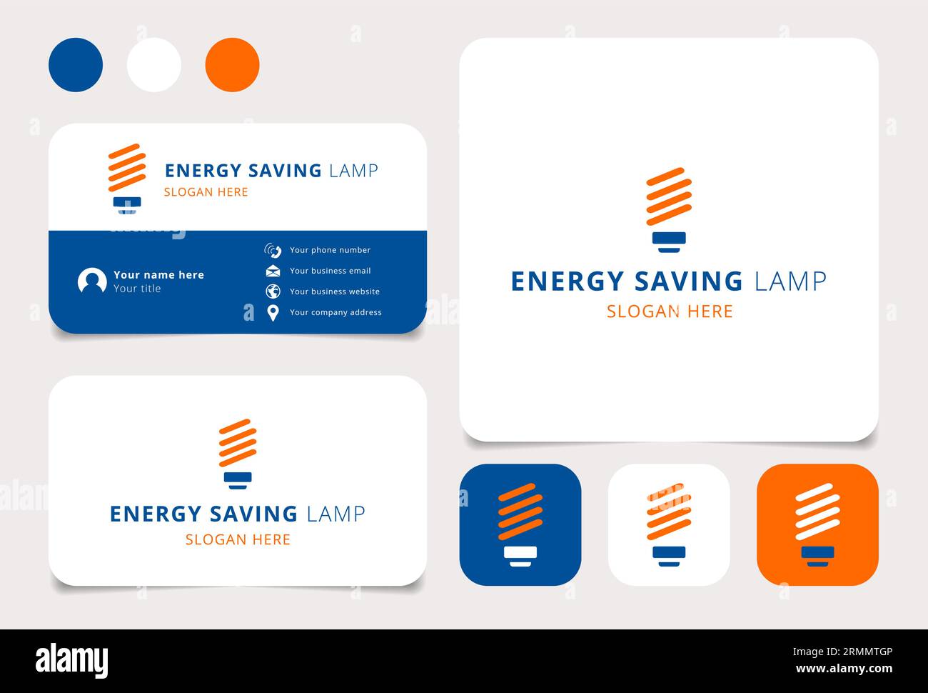Energy saving lamp logo design with editable slogan. Branding book and ...