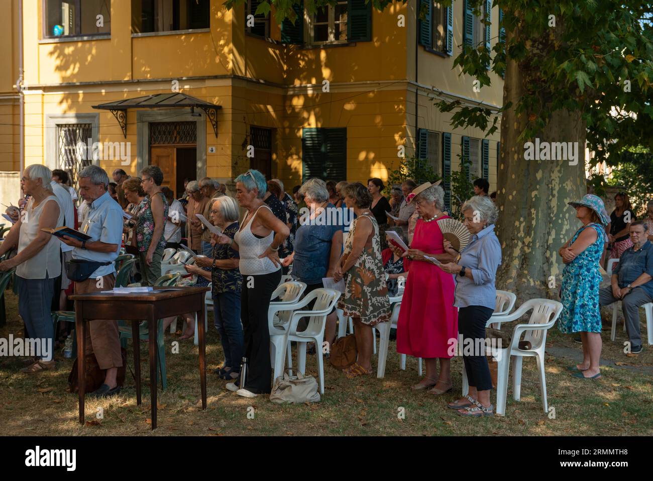 Torre Pellice, Italy 20/08/2023: Prayers outside the Temple. Opening ...