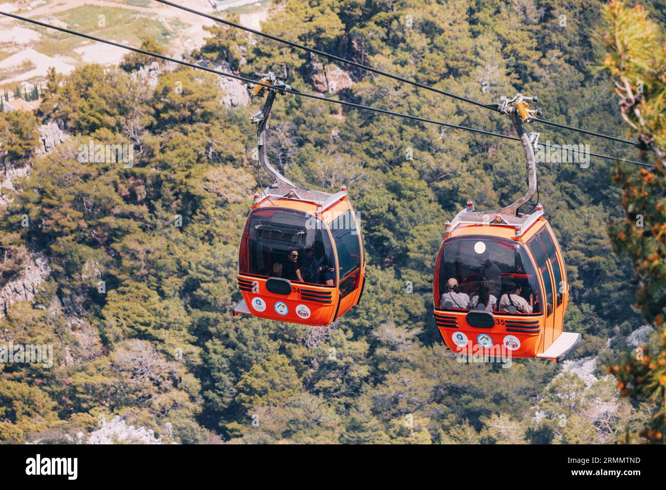 06 April 2023, Antalya, Turkey: Aerial Journey: Antalya's cable car ...