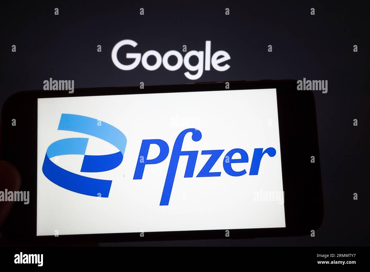 New York, New York, USA. 29th Aug, 2023. Pfizer ($PFE) logo in front of ...