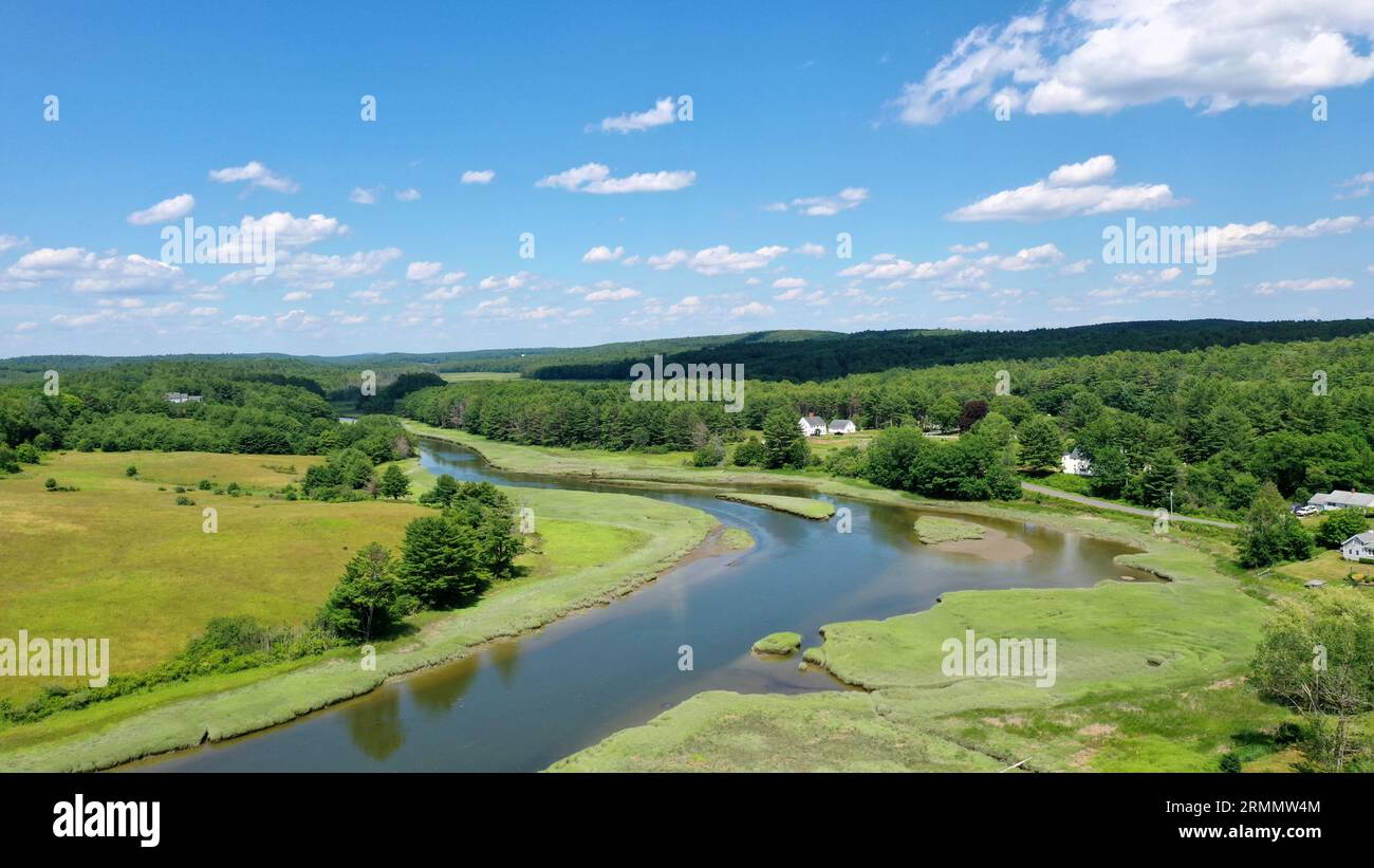 Aerial Landscape of Coastal River Stock Photo - Alamy