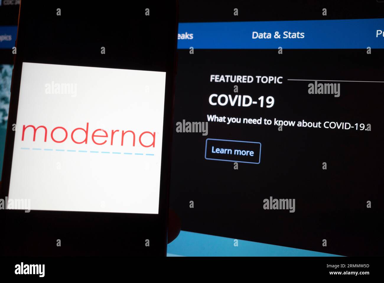New York, New York, USA. 29th Aug, 2023. The Moderna logo on a CDC ...