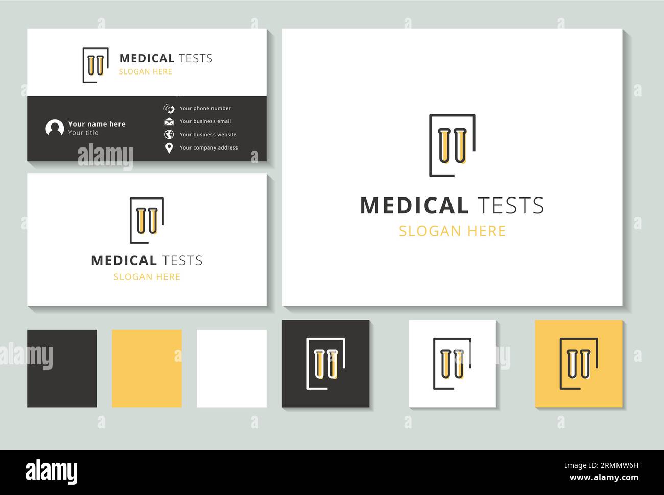Medical tests logo design with editable slogan. Branding book and ...