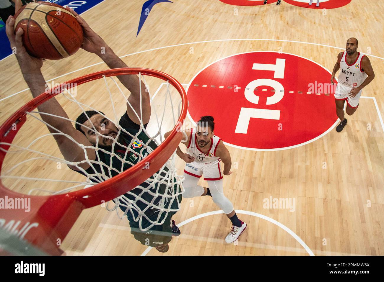 Joshua Ibarra (34) of Mexico goes for a dunk during the Basketball ...