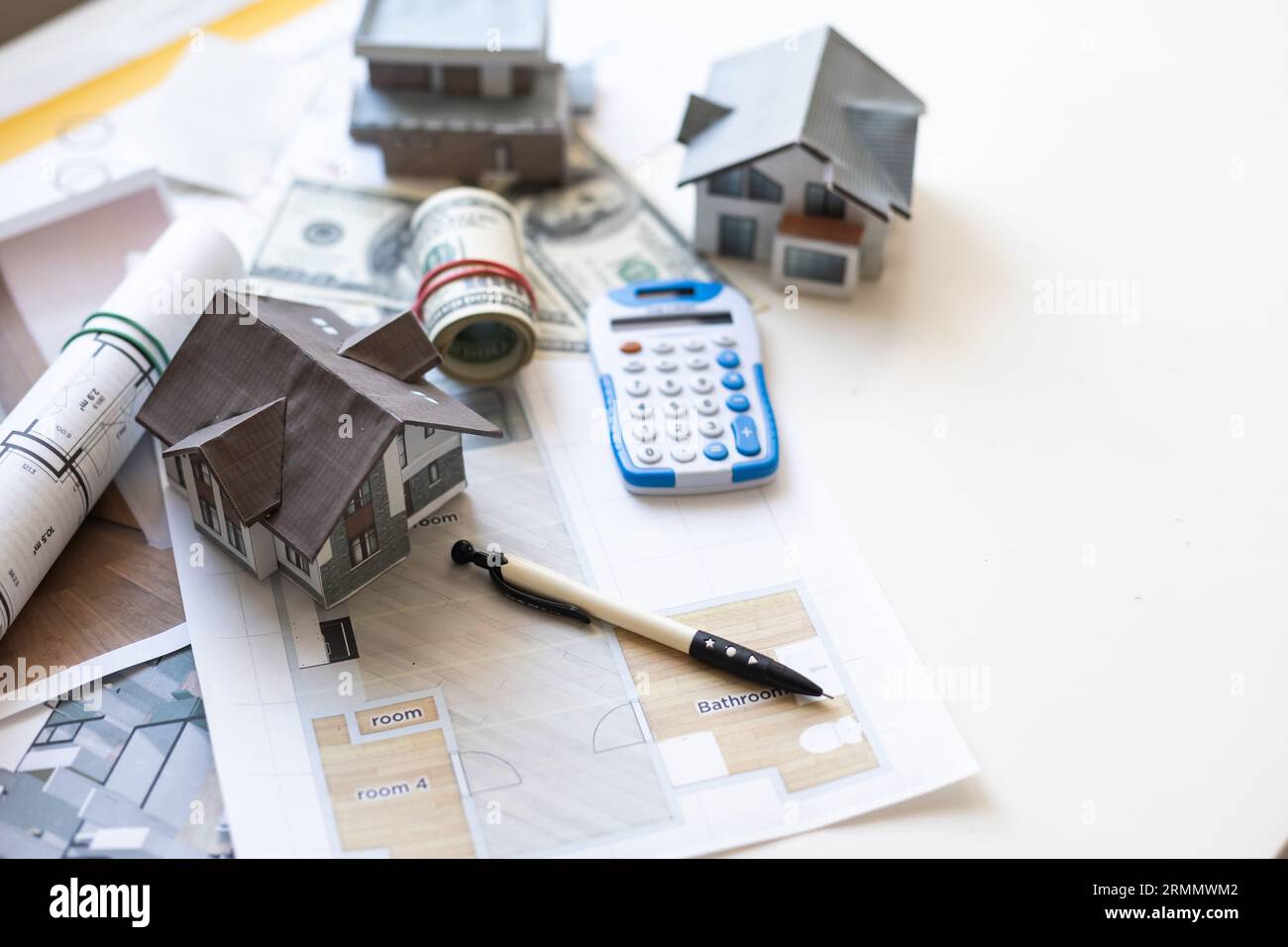 Calculation for house construction, construction drawings Stock Photo ...
