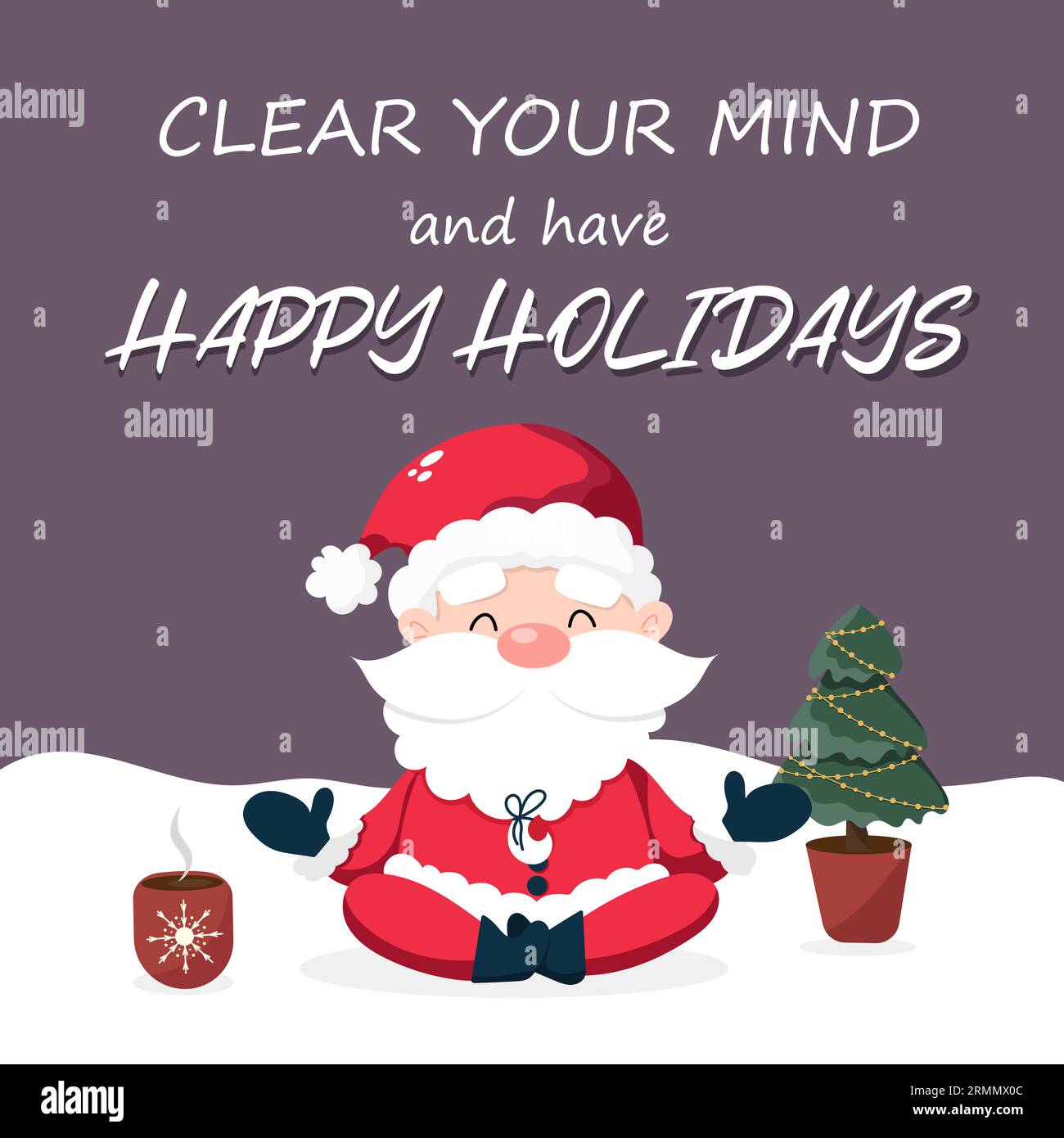 Greeting Christmas card with meditating Santa Stock Vector Image & Art ...