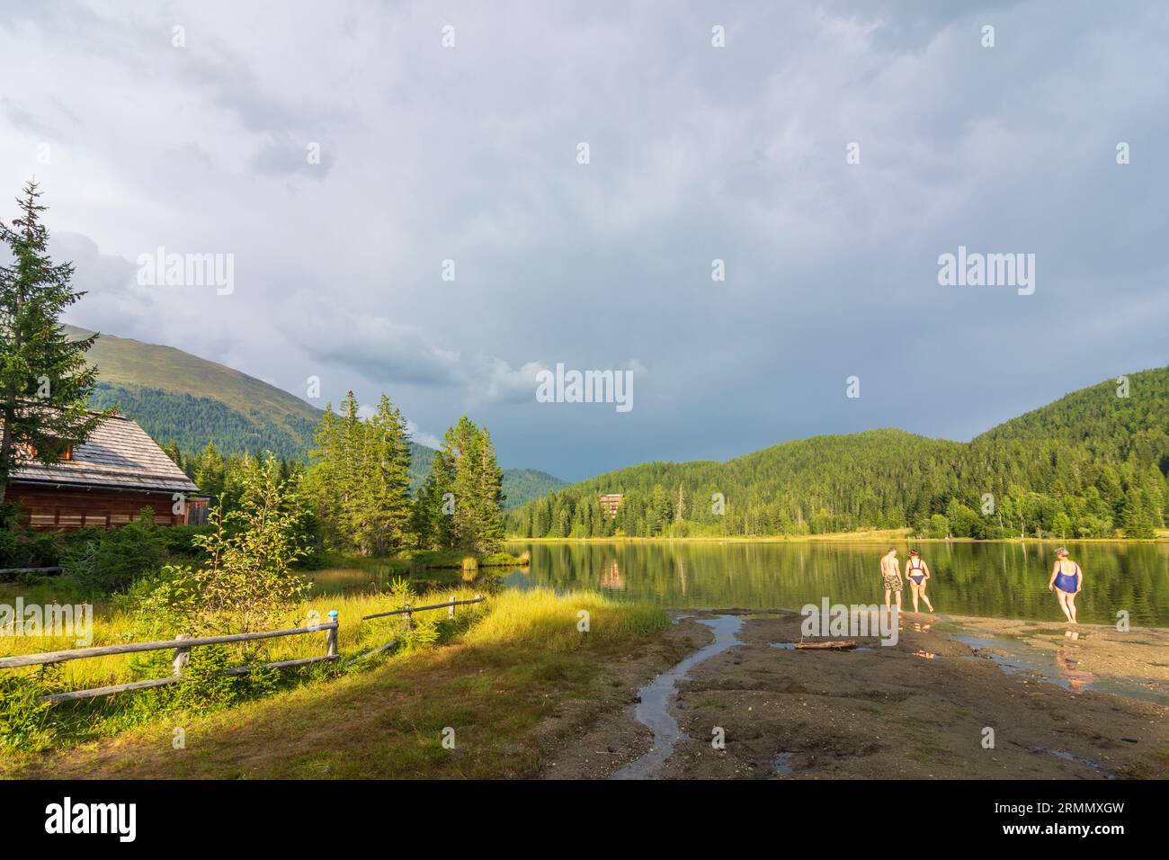 Tamsweg: lake Prebersee, shooting range hut for shooters, windows ...