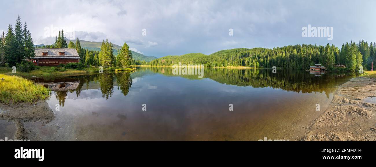 Tamsweg: lake Prebersee, shooting range hut for shooters, windows ...