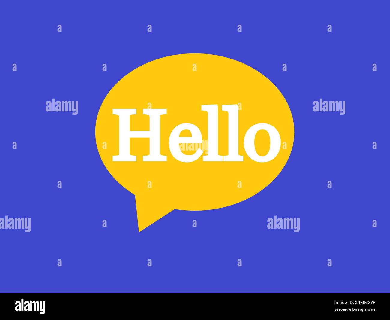 Hello message in a speech bubble. Hello illustration Stock Photo - Alamy