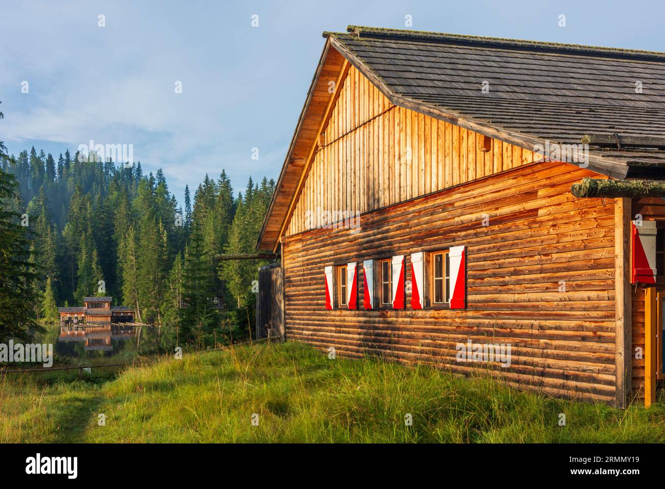 Shooting range hut for shooters right in lungau hi-res stock ...