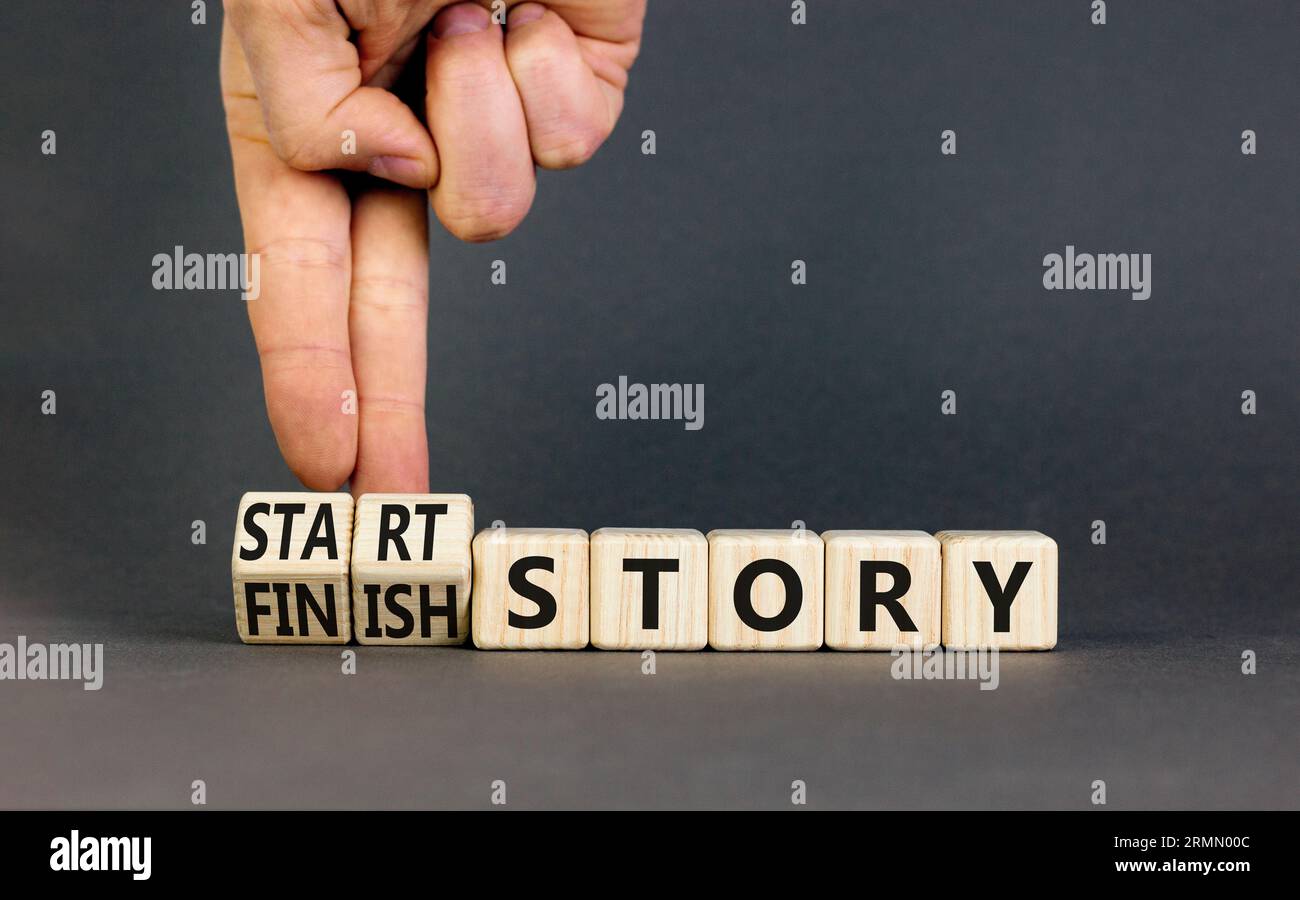 Start or finish story symbol. Concept words Start story and Finish ...