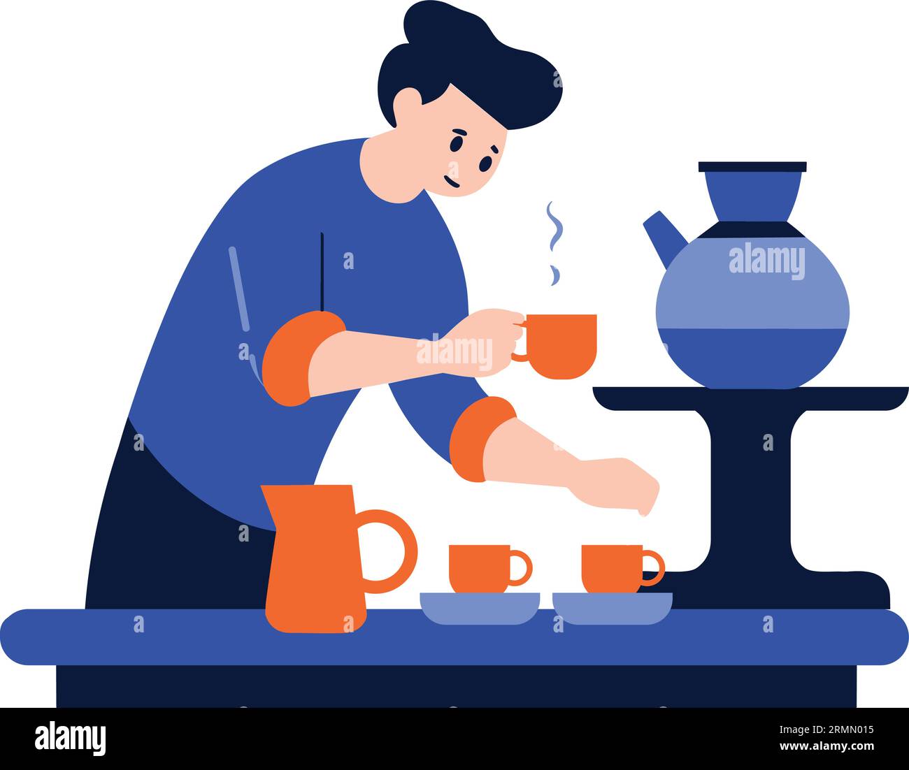 Young man making coffee shop Stock Vector Images - Alamy