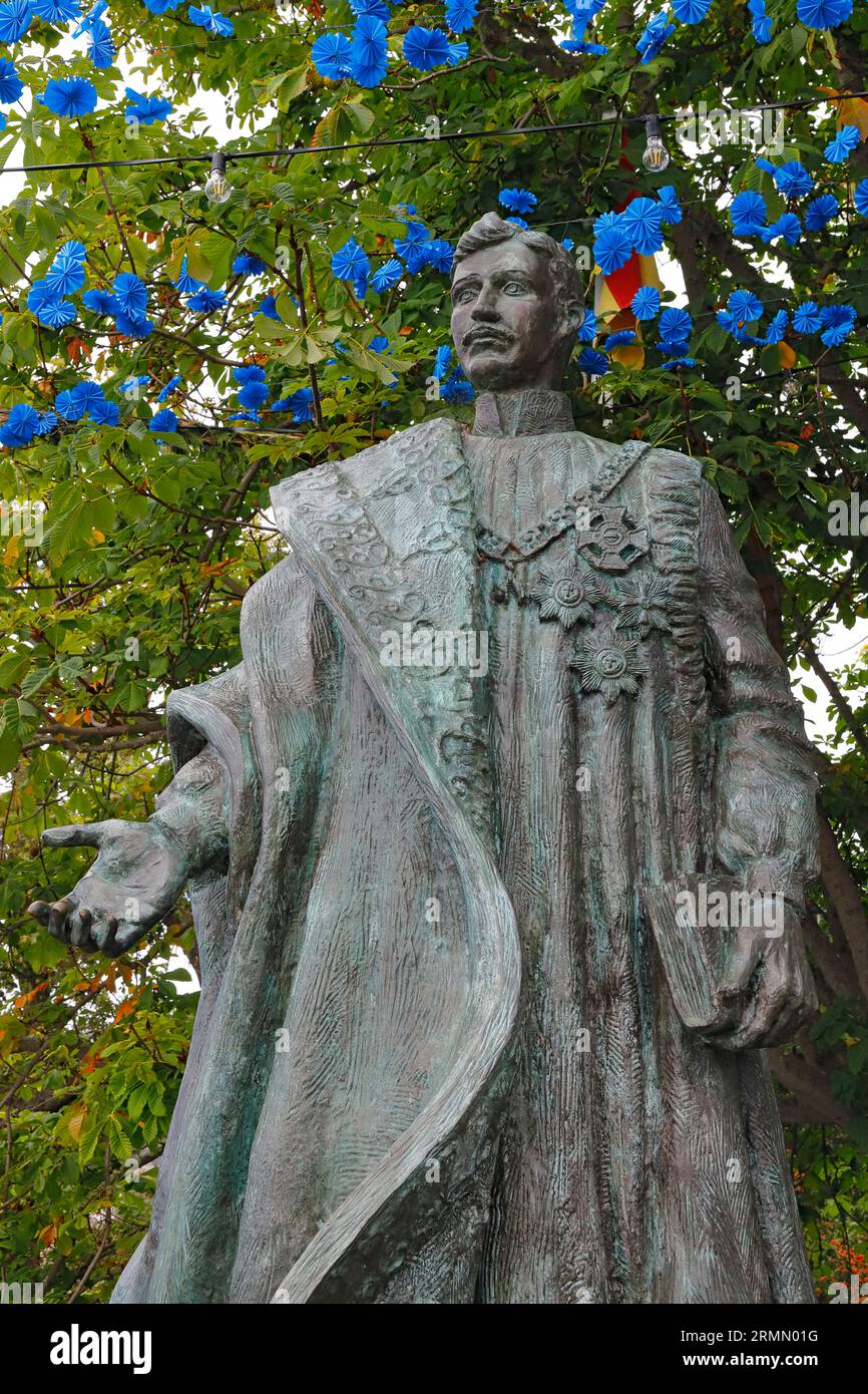 A statue of the last Austrian Emperor, Charles I, in front of St. Mary ...