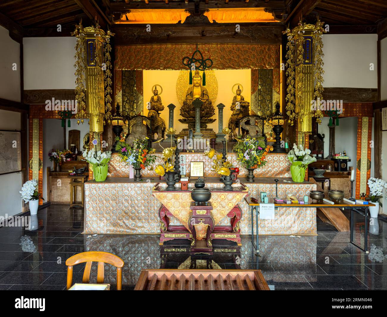 An interior view of the Zenonji Temple in Hojo, located north of ...
