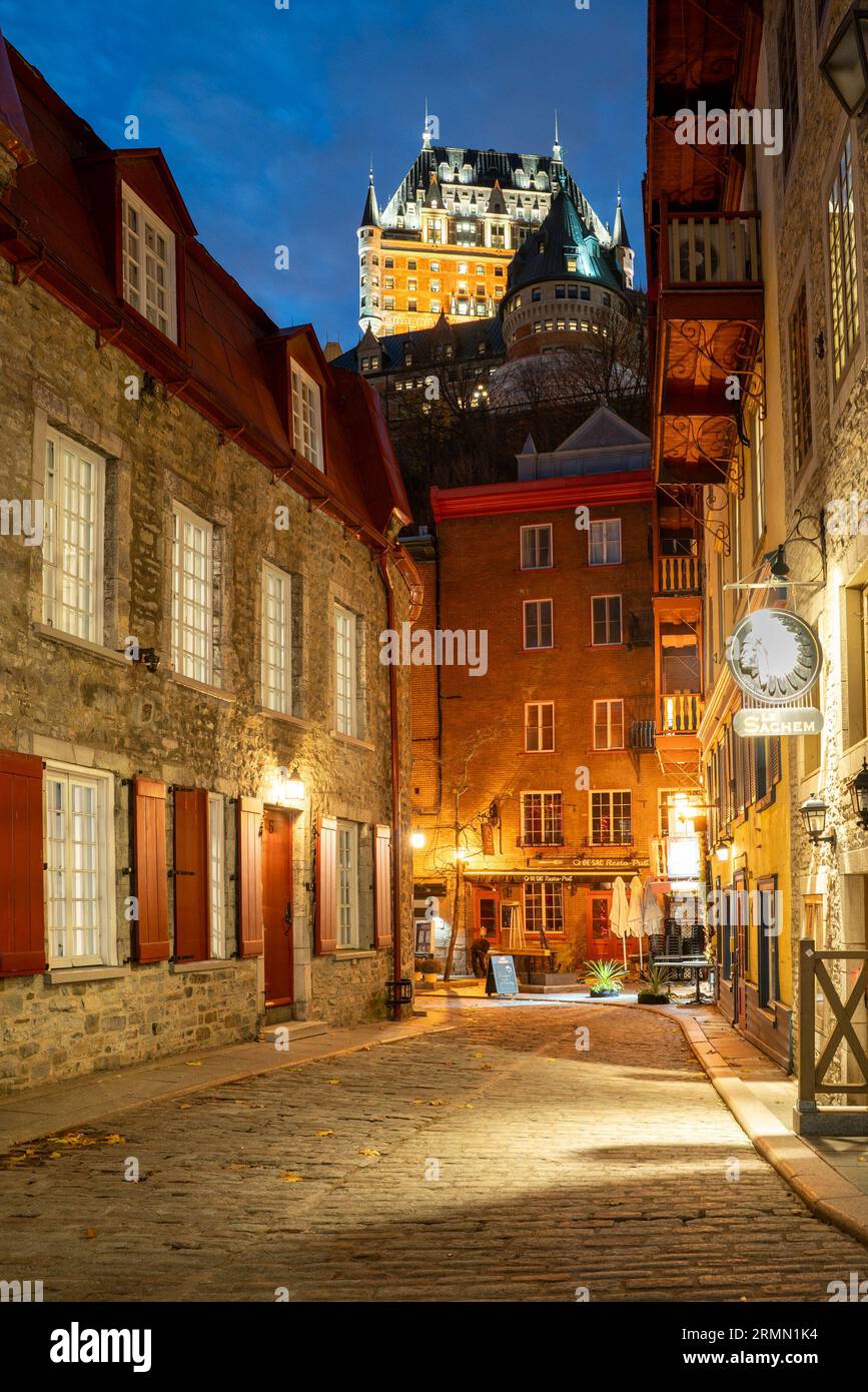 Quebec City, Canada - November 7, 2022: Street scene view from lower ...