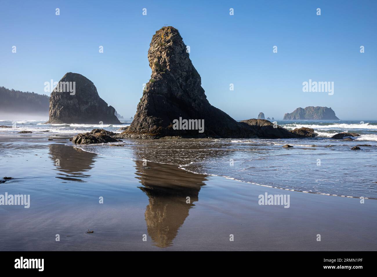 WA23527-00...WASHINGTON - Sea stacks at Cedar Creek beach on the North ...
