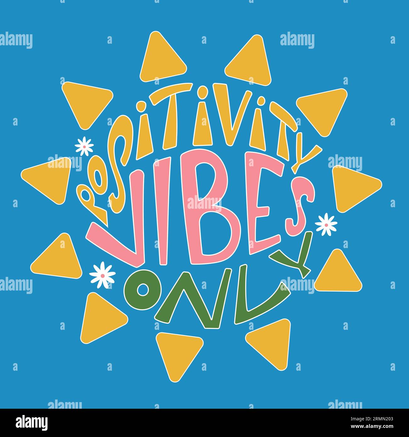 Positivity vibes only lettering in groovy style Stock Vector Image ...