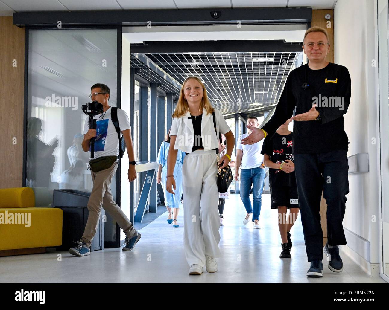 LVIV, UKRAINE - AUGUST 29, 2023 - Lviv city head Andrii Sadovyi (R) and ...