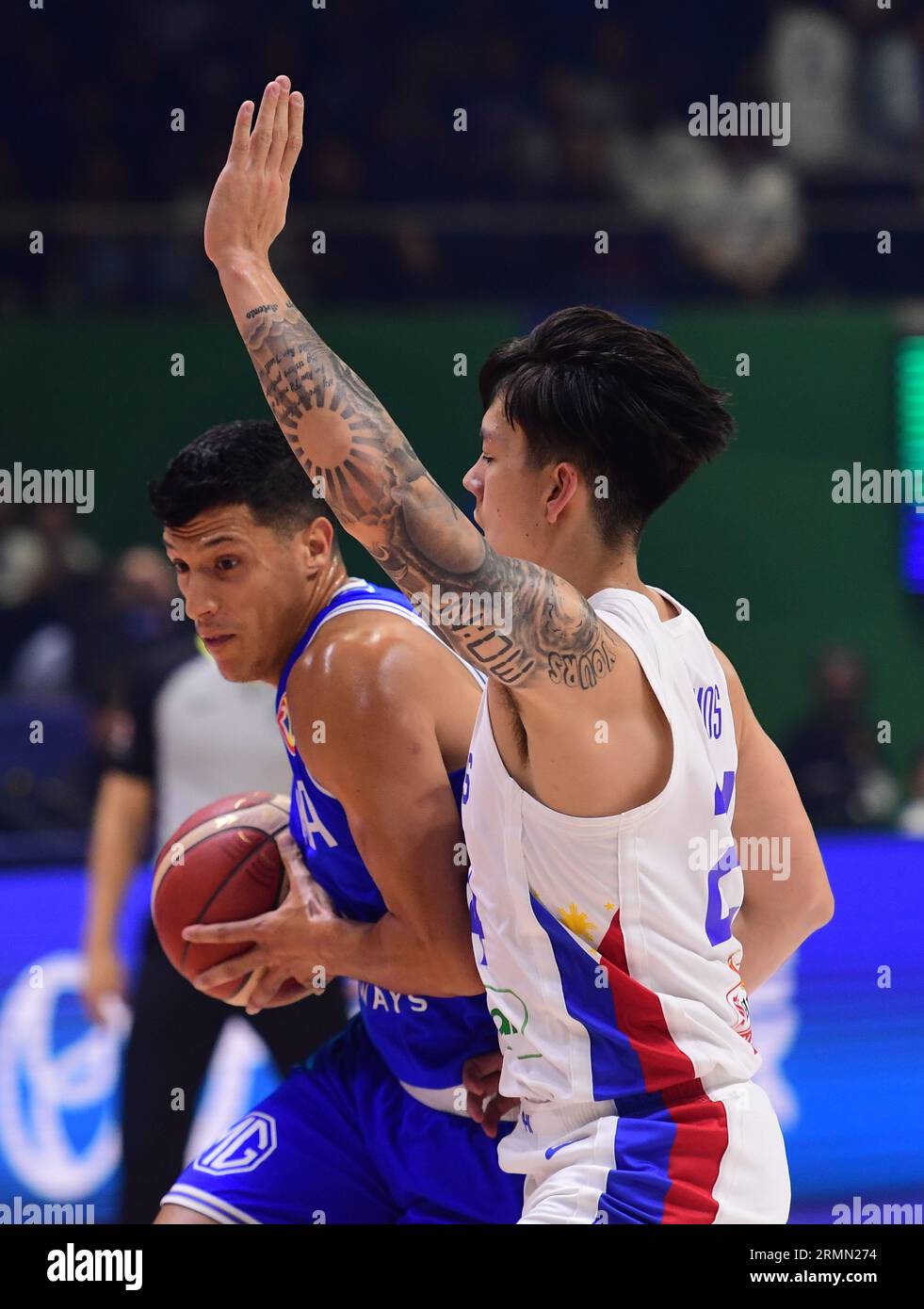 Quezon City, Philippines. 29th Aug, 2023. Simone Fontecchio (L) of the ...