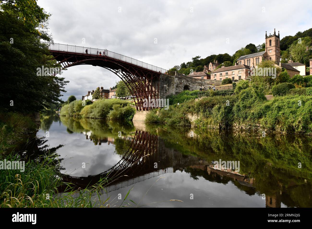 The Ironbridge spanning the River Severn in Shropshire, Uk. The area is ...