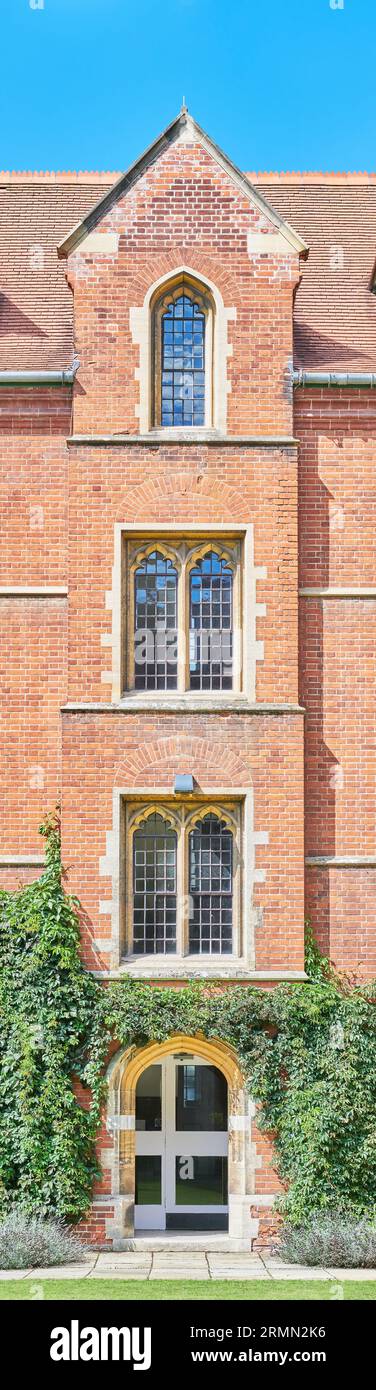 Trio of arched windows at Queens' College, University of Cambridge ...