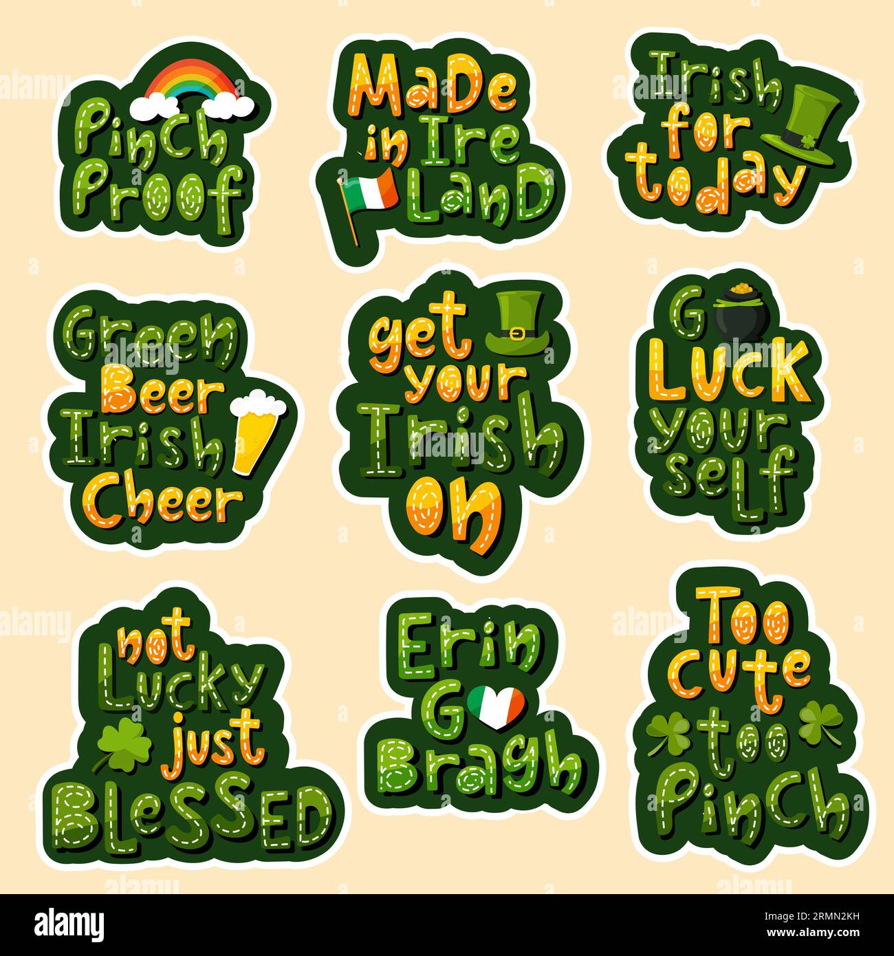 Vector lettering sticker set for St Patrick day Stock Vector Image ...