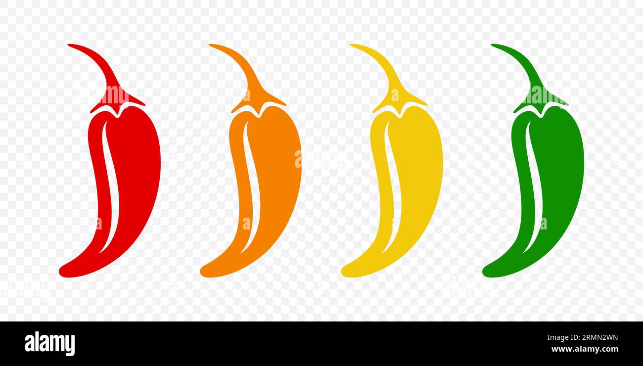 Realistic Vector Spicy Chili Peppers - Red, Orange, Yellow, Green ...